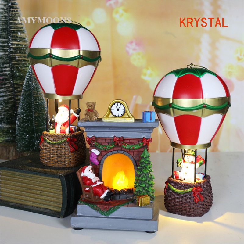 Jual Krystal Natal Menyala Balon Udara Patung Ornamen Natal Resin Balon ...