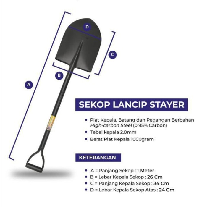 Jual STAYER SEKOP GAGANG BESI MODEL PAPA & LANCIP / SEKOP PASIR/SEKOP ...
