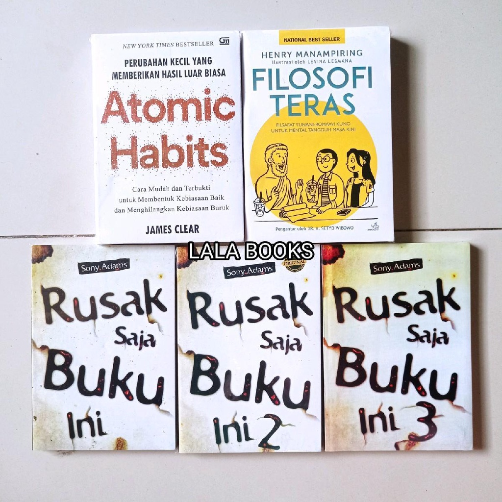 Jual Paket Motivasi 5 Buku Atomic Habits Filosofi Teras Rusak
