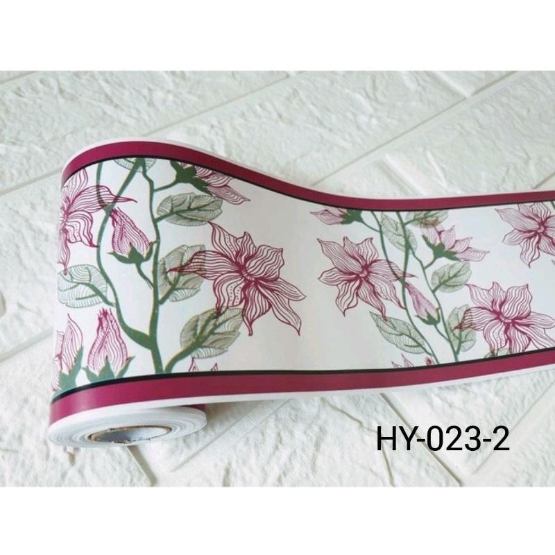 Jual Wallpaper Stiker Border Lis Sticker Wallstiker Motif Bunga Merah ...