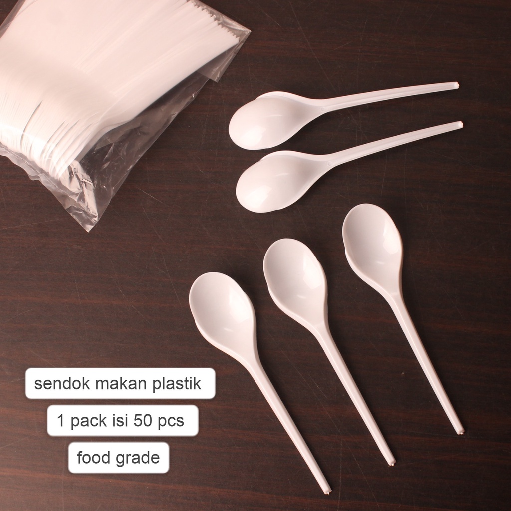 Jual SENDOK MAKAN PLASTIK/SENDOK PLASTIK PUTIH ISI 50PCS/12 PCS MURAH ...