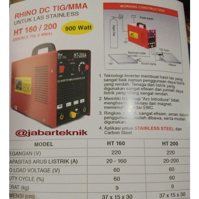 Jual Mesin Las Argon Tig Black Rhino Ht-200 Trafo Las Inverter | Shopee ...
