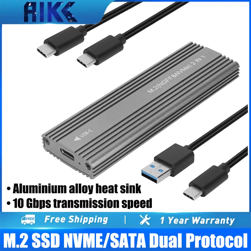 Jual M.2 SSD NVME/SATA Dual Protocol SSD Enclosure NGFF Protocol USB3.0&Type-C Mobile SSD ...