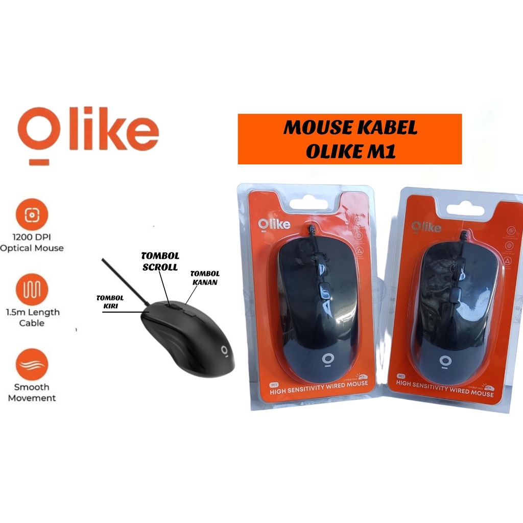 Jual (Bergaransi) OLIKE Mouse M1 Ergonomic Design ORIGINAL 1200 DPI ...
