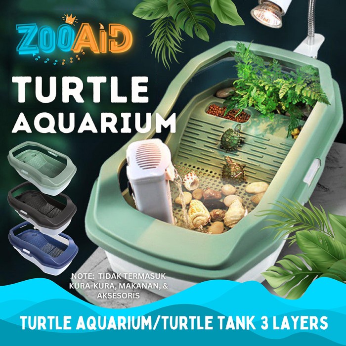 Jual TURTLE AQUARIUM 3 LAYERS SIZE M & L COMPLETE FILTER / TANK KURA KURA 3 LAYER | Shopee Indonesia