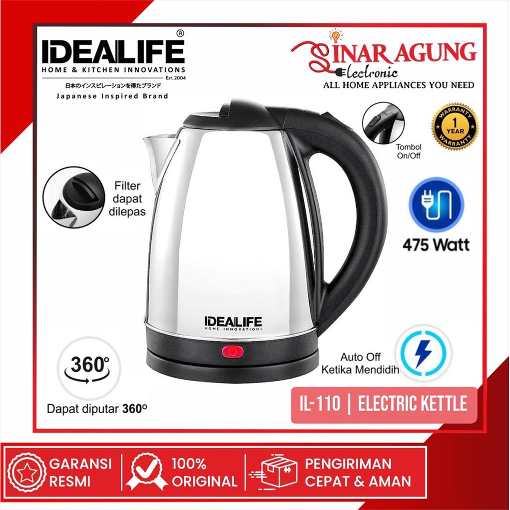 Jual KETTLE / TEKO LISTRIK IDEALIFE IL110 / IL-110 (1.8L / 475W ...