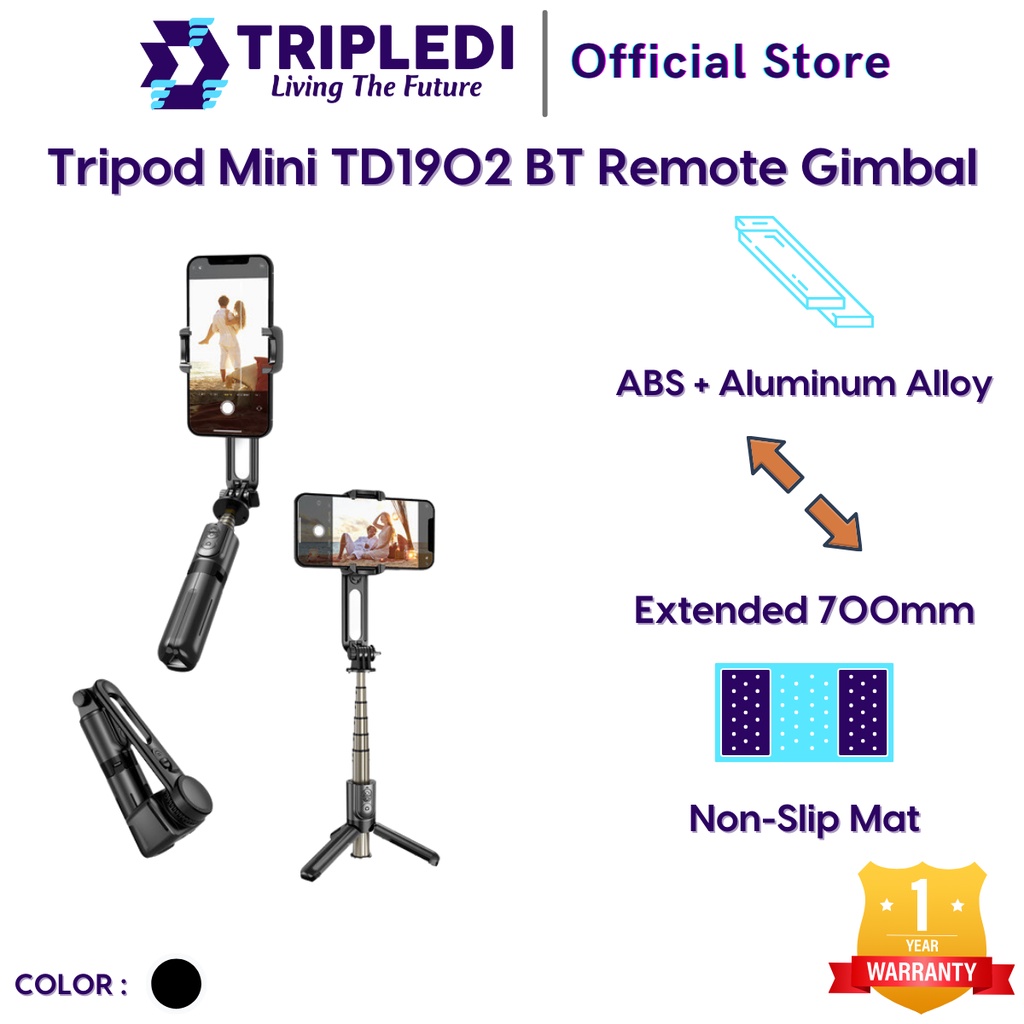 Jual TRIPLEDI Tripod Mini TD1902 Selfie Stick Tongsis Bluetooth Remote ...