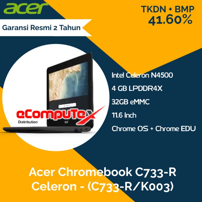 Jual Laptop Acer Chromebook C733-R (C733-R/K003) N4500 4GB 32 GB-TKDN RESMI | Shopee Indonesia