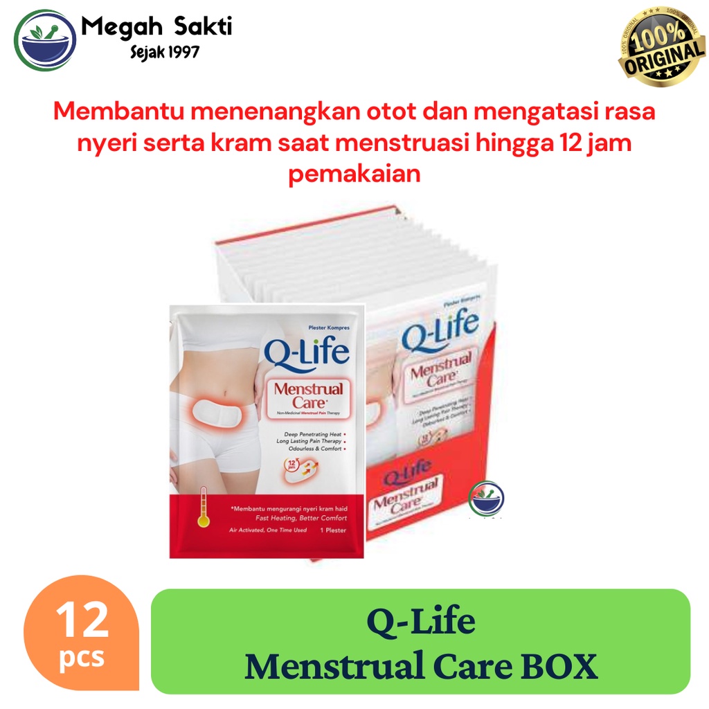 Jual Megah Sakti - Q-Life Menstrual Care BOX 12 pcs - Qlife Plester Kompres Hangat Kram ...