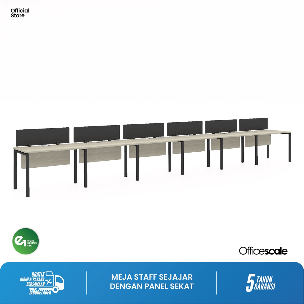 Jual Meja Kerja Kantor Peyambung Sejajar 6 Orang + Panel Sekat | Shopee ...