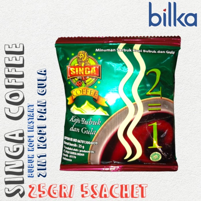 Jual KOPI BUBUK CAP SINGA KOPI BUBUK DAN GULA 5X25GRAM. | Shopee Indonesia