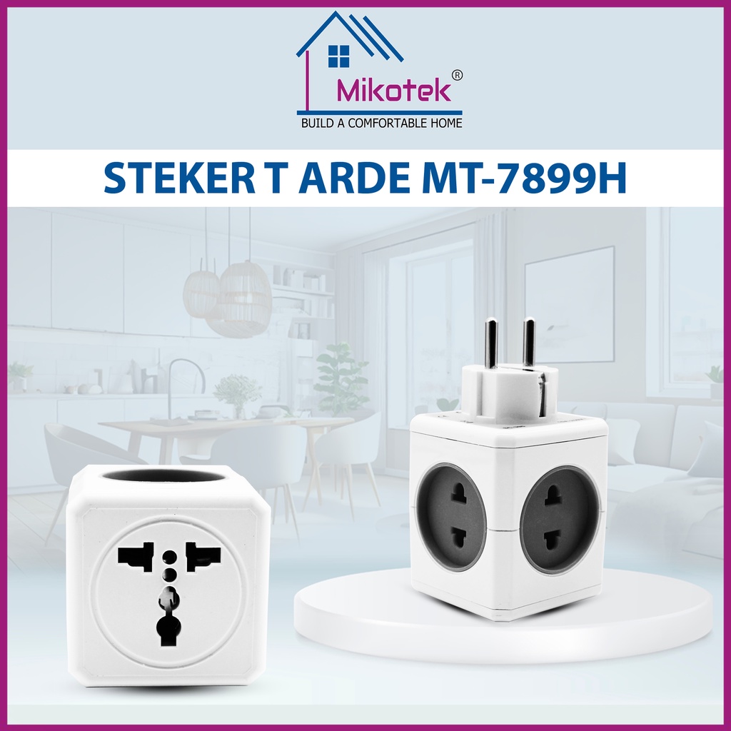 Jual Steker T Arde Mikotek / Steker Colokan Serbaguna 5 Lubang Putih MT ...