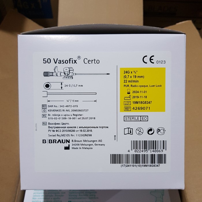 Jual Vasofix 24 G Bbraun / Vasofix B Braun 24G / Iv Canula Bbraun ...