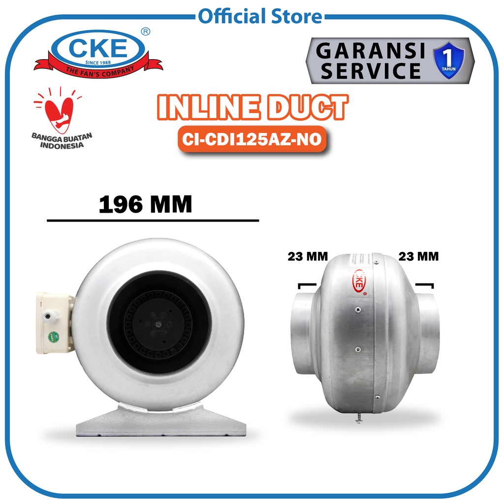 Jual Centrifugal Duct Inline Fan CKE CI-CDI125AZ-NO 5 Inch Inline Duct ...