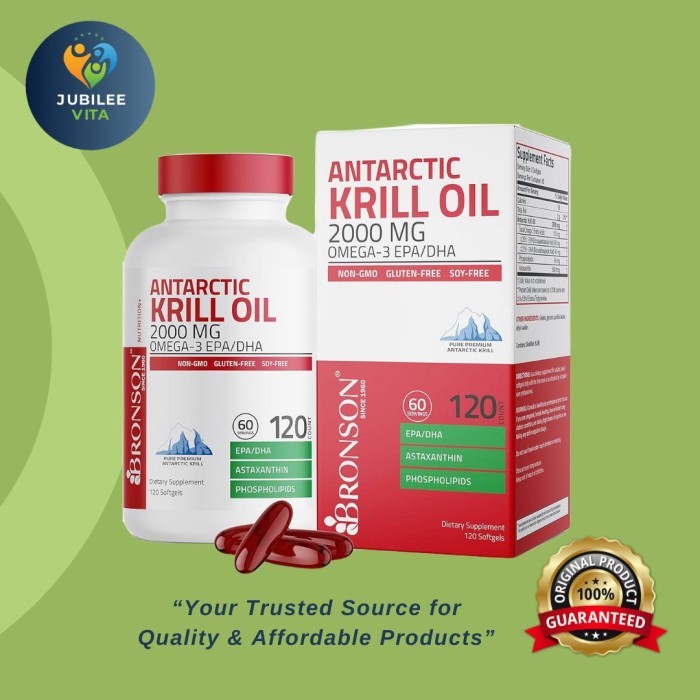 Jual BRONSON ANTARCTIC KRILL OMEGA 3 FISH OIL 2000 MG, ASTAXANTHIN, 120 GEL | Shopee Indonesia