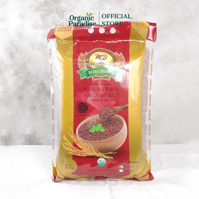 Jual Beras MD Organik Merah Pecah Kulit 5 Kg / Organic Red Rice 5 Kg ...