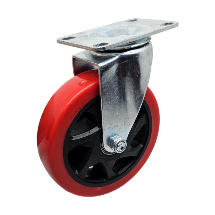 Jual Roda Troli / Troly / Trolly PU Merah 5 inch Hidup Putar Medium ...