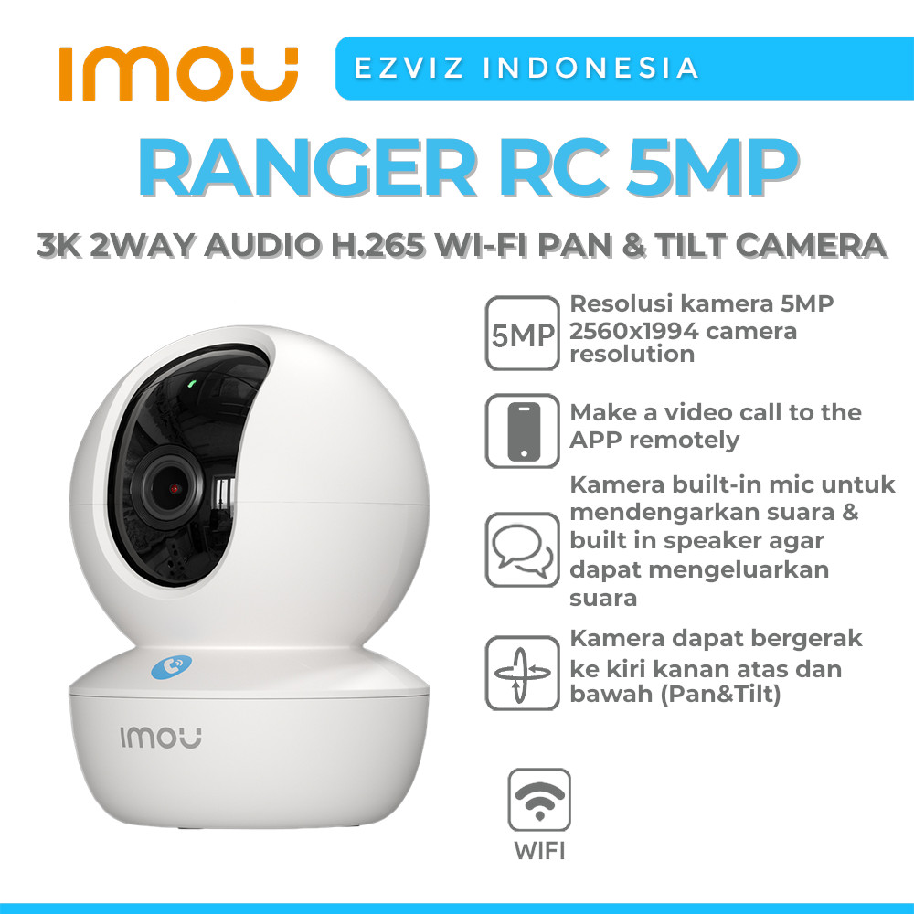 Jual IMOU IPC-GK2CP-5C0WR RANGER RC 5MP 3K 2-WAY H.265 WIFI PT IP ...