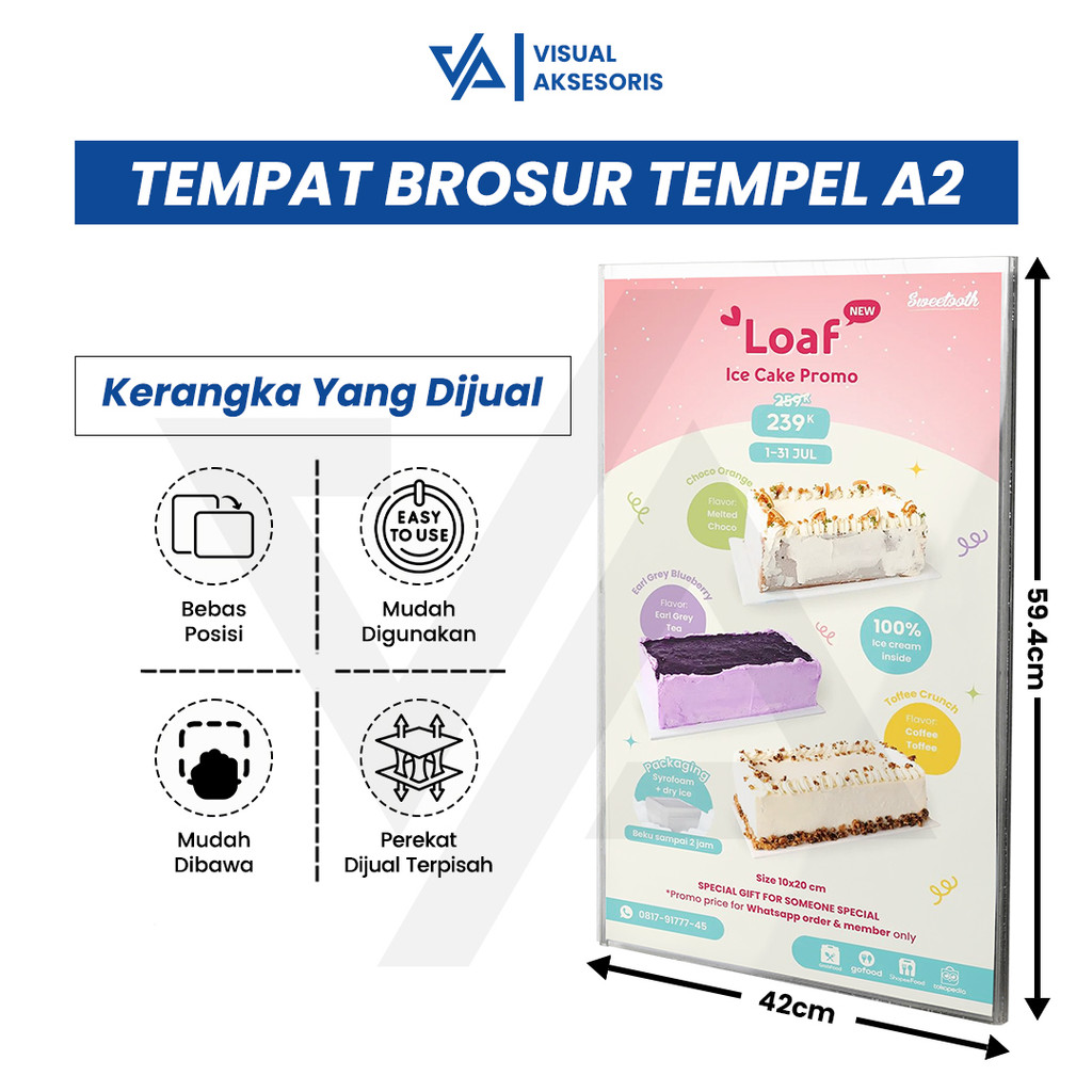 Jual Tempat Brosur Tempel Akrilik A2 | Sign Holder Dinding | Display ...