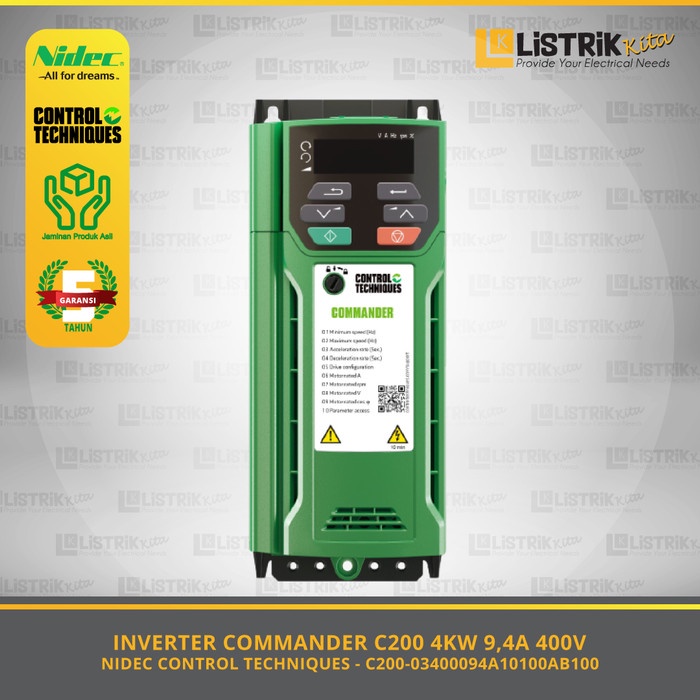Jual INVERTER NIDEC C200 4KW 9,4A 400V - C200-03400094A10100AB100 ...