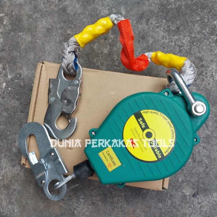 Jual Fall Arrester Retractable Safety 5 10 15 Meter Wire Rope Small ...