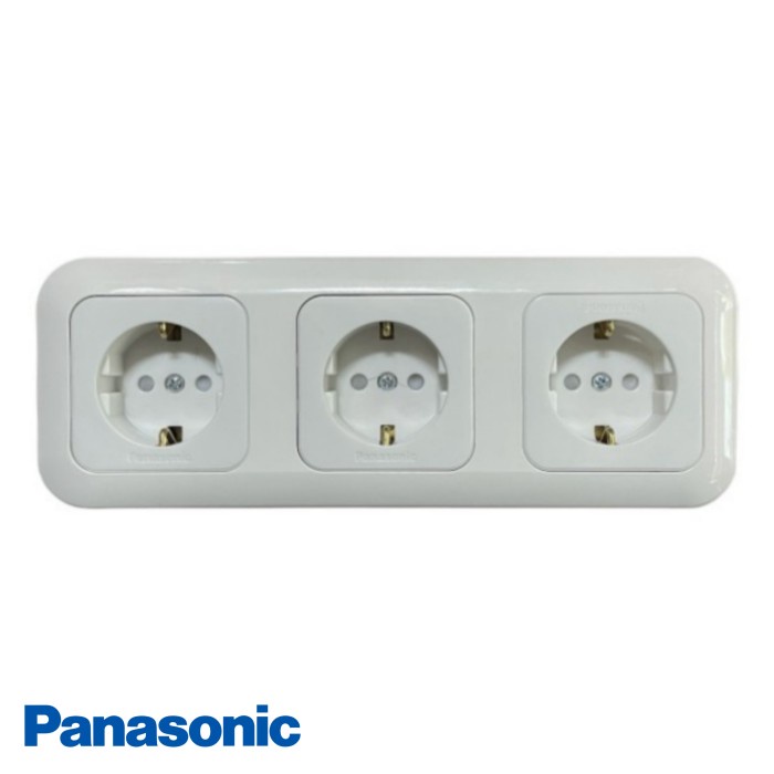 Jual Panasonic Stop Kontak 3G Gang Triple Putih Wide Series WEJ1121-7 ...