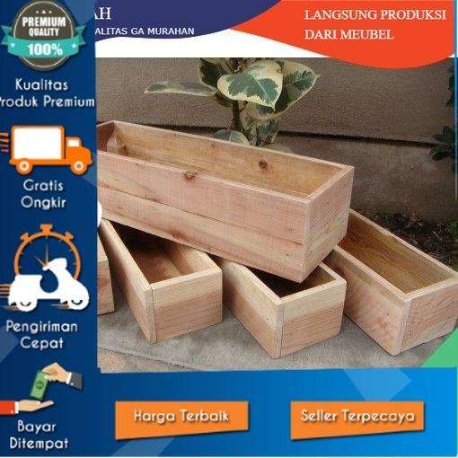 Jual POT BUNGA VAS BUNGA KAYU WOODEN BOX PLANTER ARTIFICIAL BUNGA PALSU ...