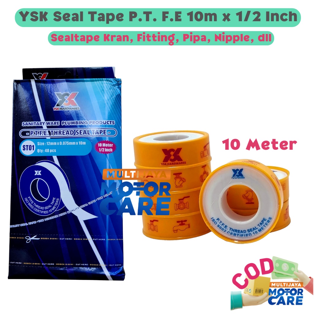 Jual Seal Tape 1/2 Inch x 10 meter Sealtape PTFE Selotip 12 mm Isolasi ...