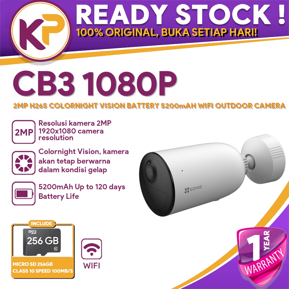 Jual EZVIZ CB3 1080P 2MP H265 COLORNIGHT VISION BATTERY 5200MAH WIFI ...