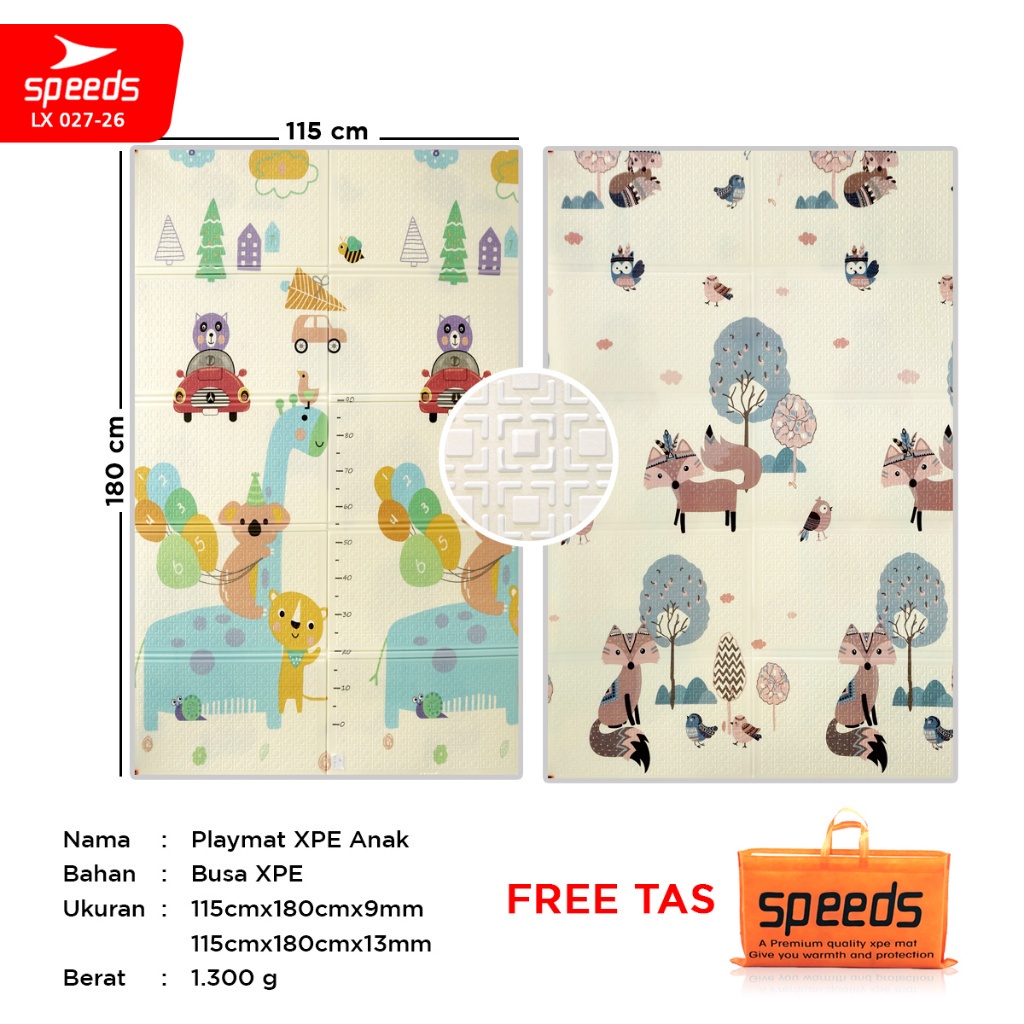 Jual (Free Tas) SPEEDS Matras Bayi Playmat Foam Lipat Simple 115x180cm ...