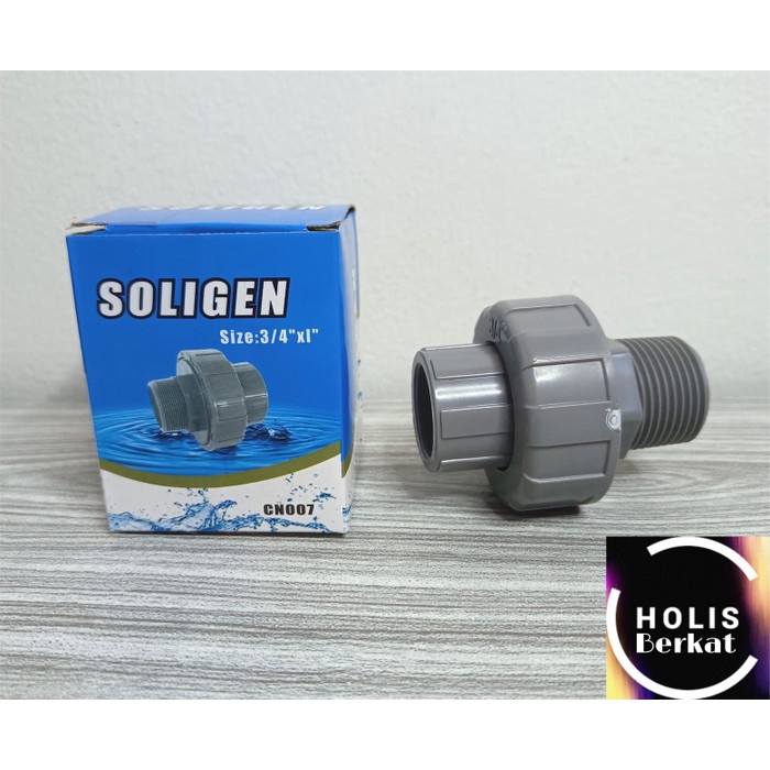 Jual Watermur Drat Luar 1" x Polos 3/4" Water Mur PVC Pompa Air SOLIGEN ...