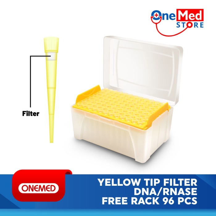 Jual Yellow Tips Filter Dnase / Rnase Free Rack 96 Tips Onemed AJ ...