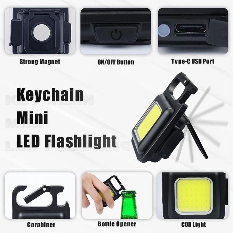 Jual Senter Keychain Mini COB Rechargeable LED Keychain Light Kotak ...