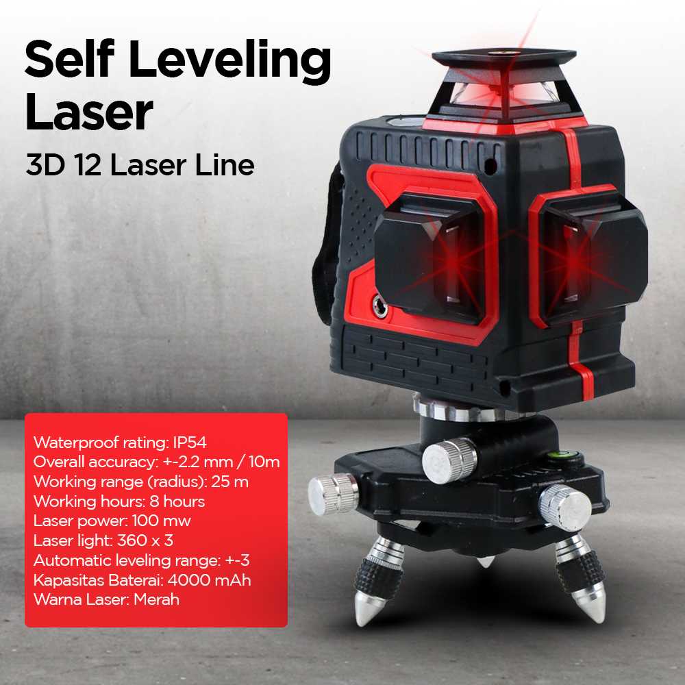 Jual COD Alat Mesin Ukur Laser Level Leveling 3D 12 Line Pengukur ...