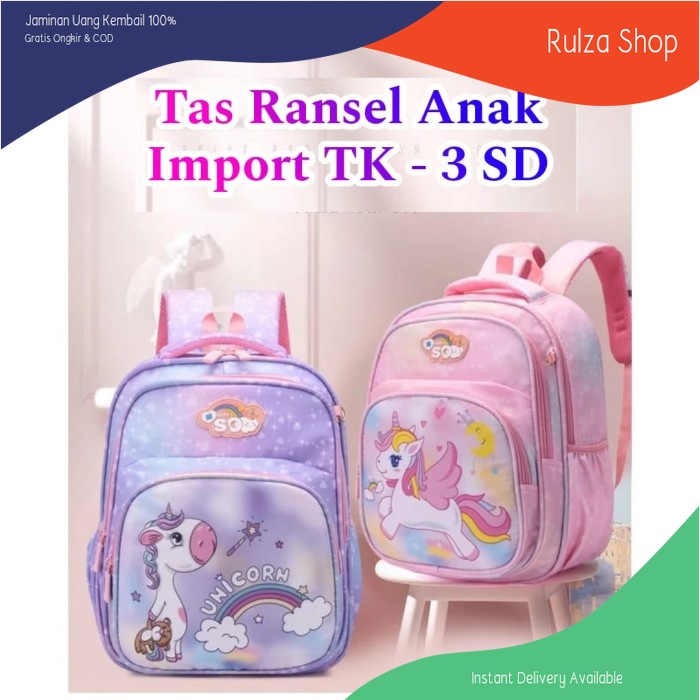 Jual Tas Ransel Anak Sekolah TK SD Import Karakter Unicorn Kuda Poni Mermaid Tebal Premium ...