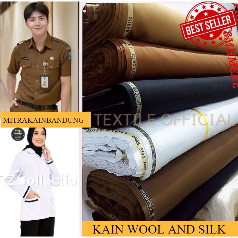 Jual kain pemda khaki hitam putih super premium bahan seragam pns pdh pria wanita semi | Shopee ...