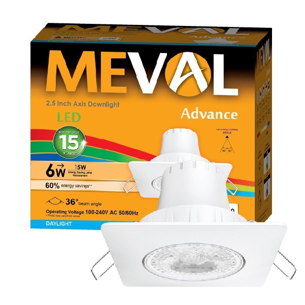 Jual Meval AR6-S6A LED Downlight Axis 2.5" 6W Square Putih | Shopee ...