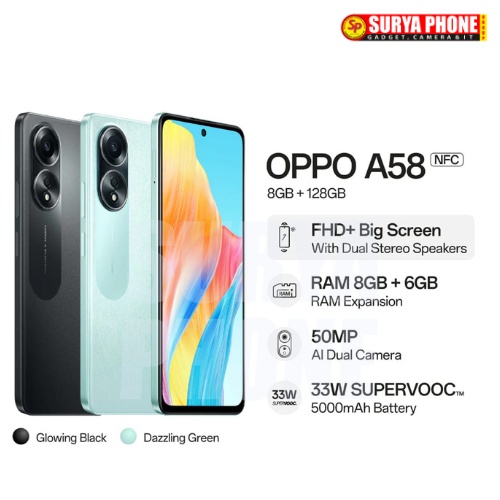 Jual HP OPPO A58 NFC RAM 8GB ROM 128GB GARANSI RESMI | Shopee Indonesia