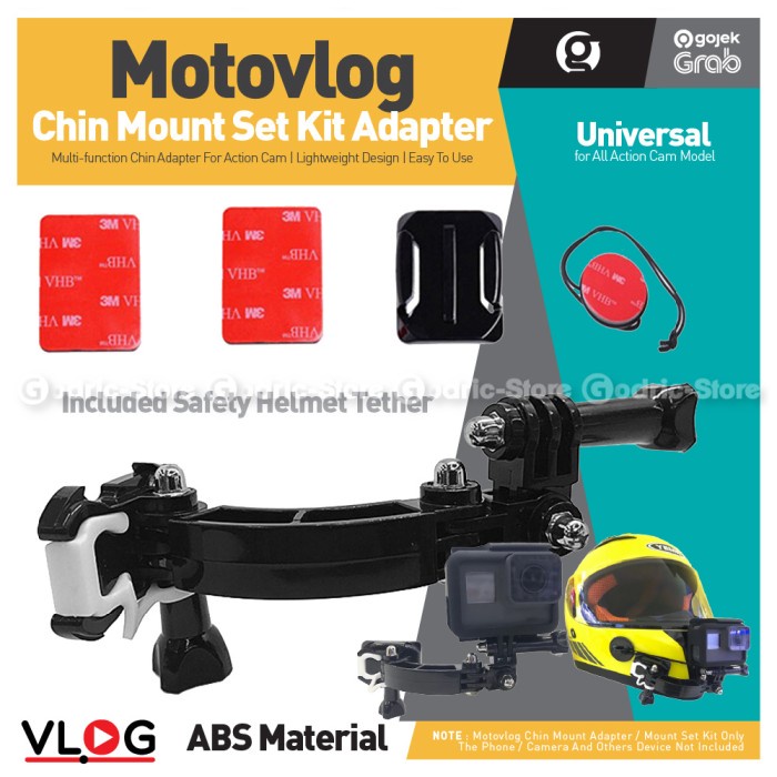 Jual [COD]- MotoVlog Helm Chin Set Mount for Action Cam Gopro Yi Osmo ...