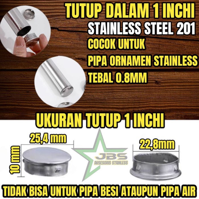 Jual Dop/Tutup dalam pipa Stainless 201 1" inchi (25mm) GD27 | Shopee ...