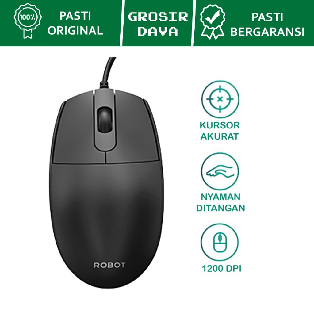 Jual Robot M102 Mouse Wired Business Office 1200DPI Mouse Kabel USB Original | Shopee Indonesia