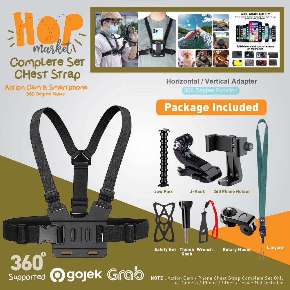 Jual Chest Strap PLUS POV Extension for Handphone Set Mount Belt Holder ...