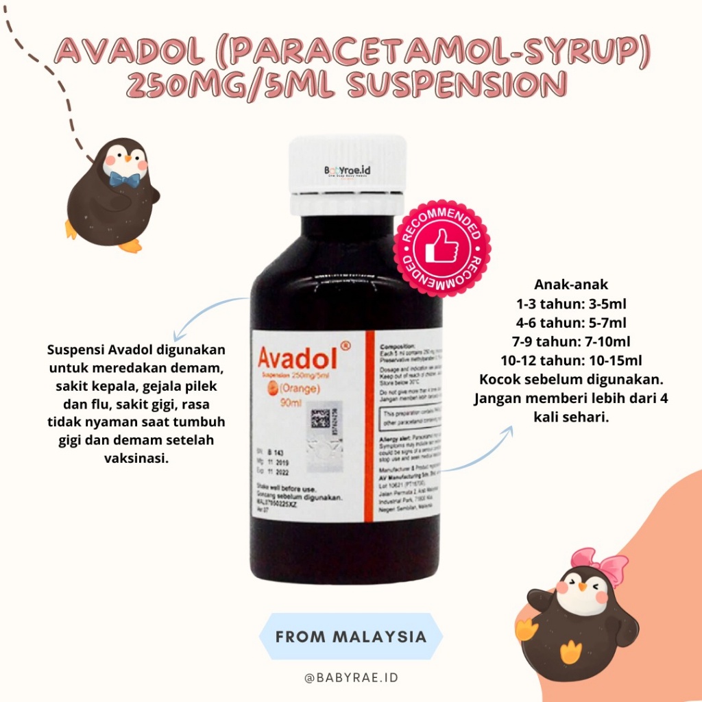 Jual AVADOL SUSPENSION 250MG/5ML (PARACETAMOL SYRUP) | Shopee Indonesia