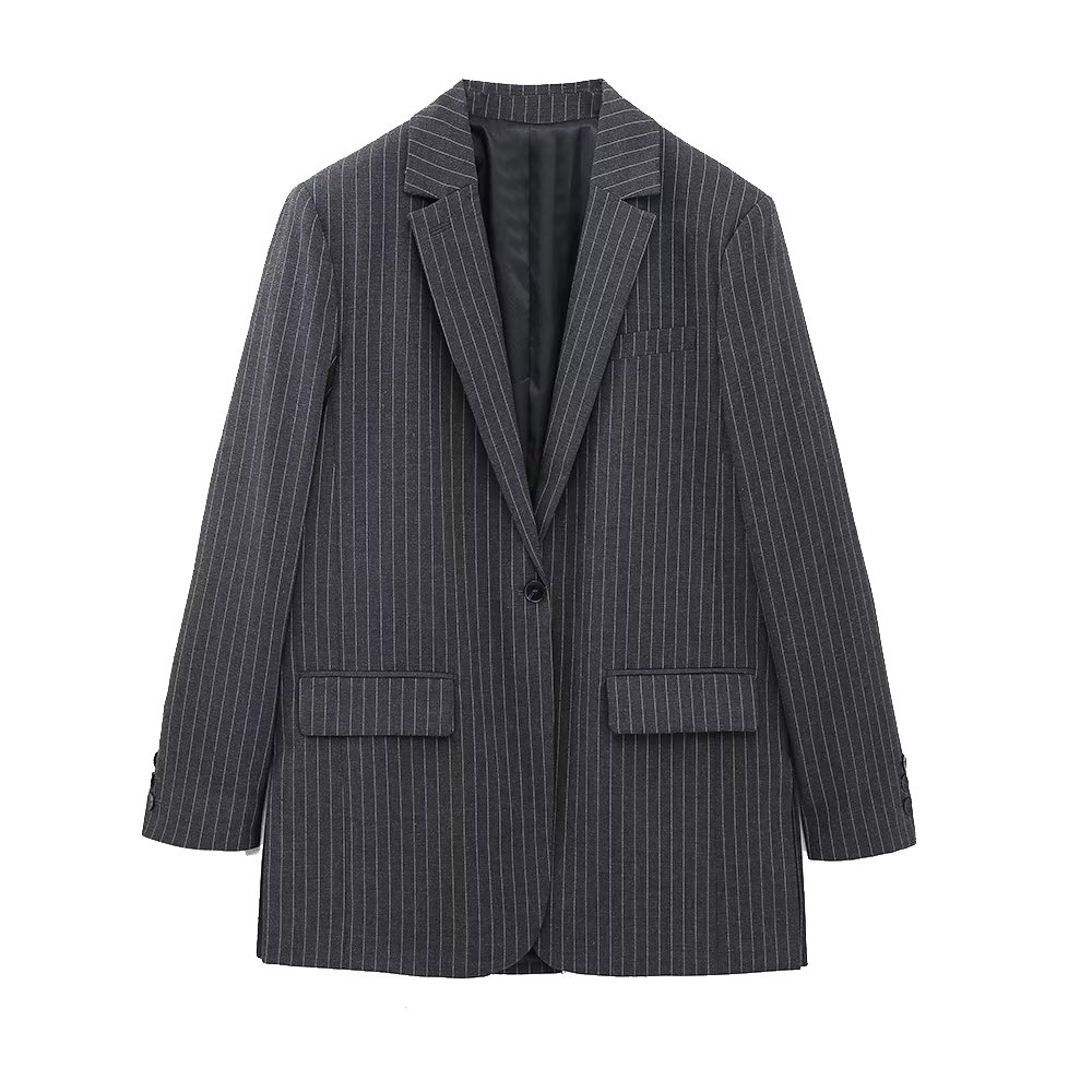 Jual Blazer stripey grey 004614 | Shopee Indonesia