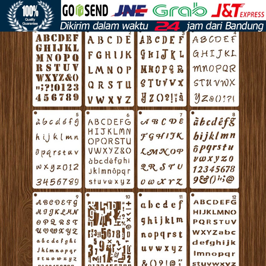 Jual 12Pcs/Set Stensil Huruf / Symbol Hollow Drawing / Penggaris Sablon ...