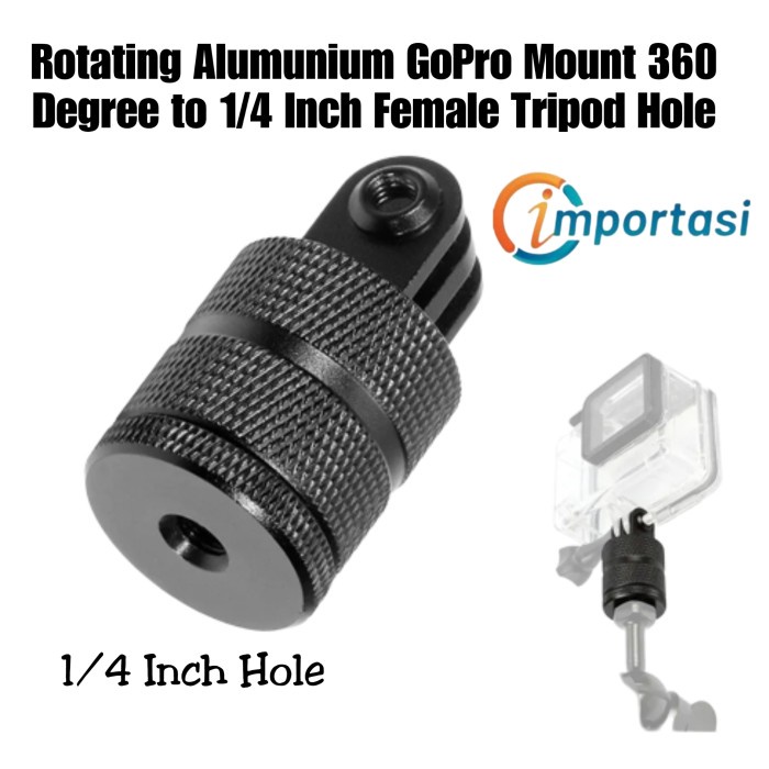 Jual GoPro Rotary Mount Adapter 360 Degree to 1/4 Inch Female Tripod ...