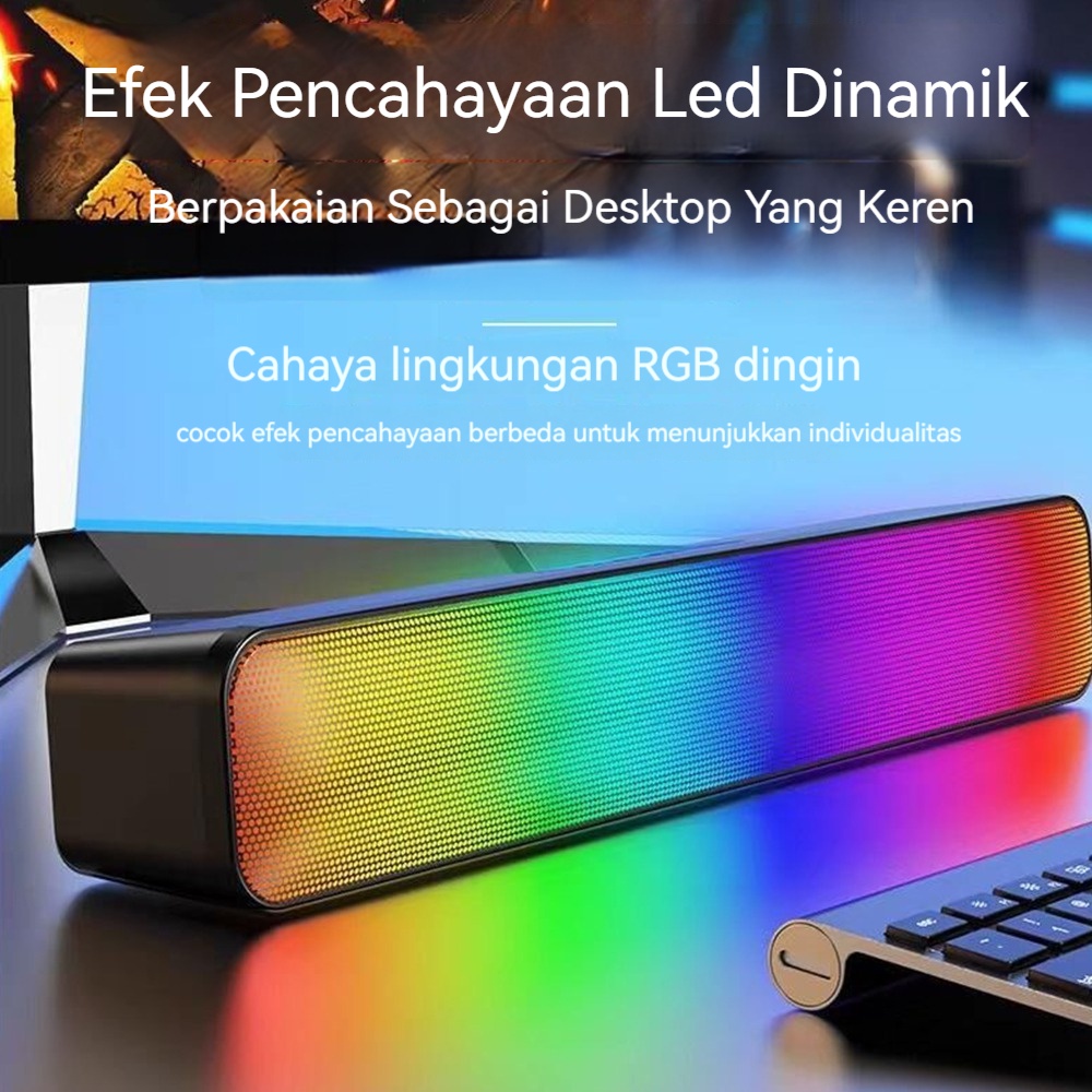 Jual Speaker Bluetooth Soundbar RGB 5 Colors LED Light Stereo Surround ...