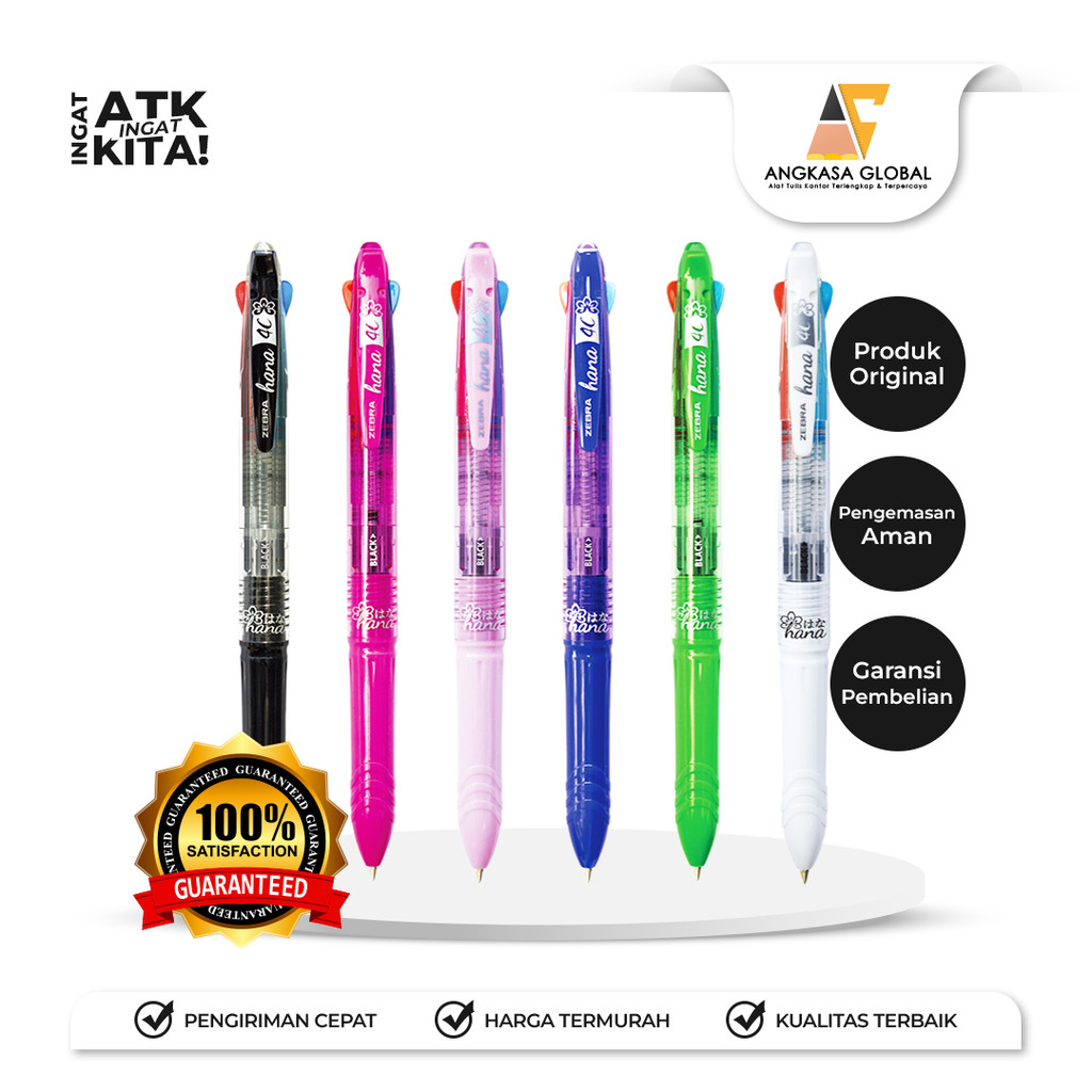 Jual ZEBRA PULPEN 4 WARNA (1LSN/ 12PCS) | Shopee Indonesia