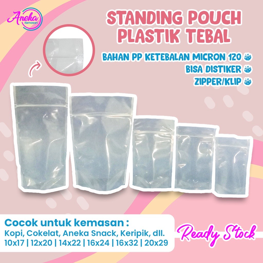 Jual (1 PACK ISI 10 PCS) Zipper Standing Pouch Plastik Tebal 10x17 ...
