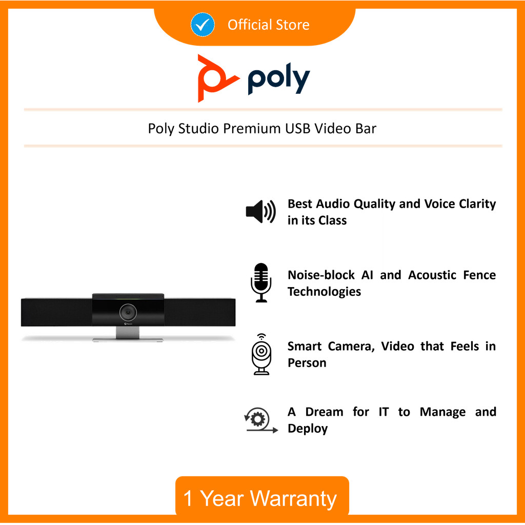 Jual Poly HP Studio Premium USB Video Bar + Power Cable (842D4AA#ABB ...